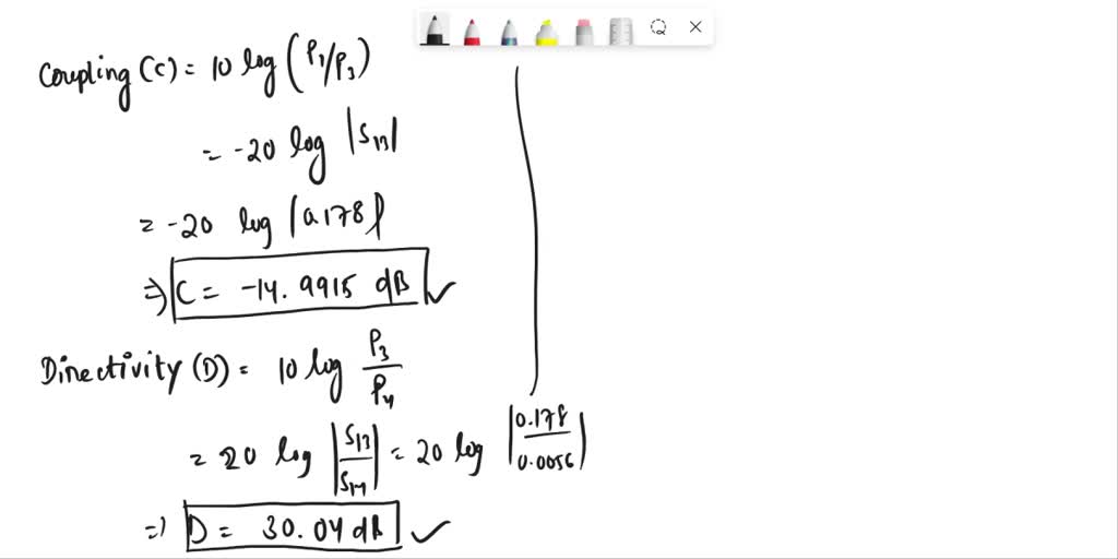 Problem 2) A directional coupler has the scattering matrix given below.Find the directivity ...