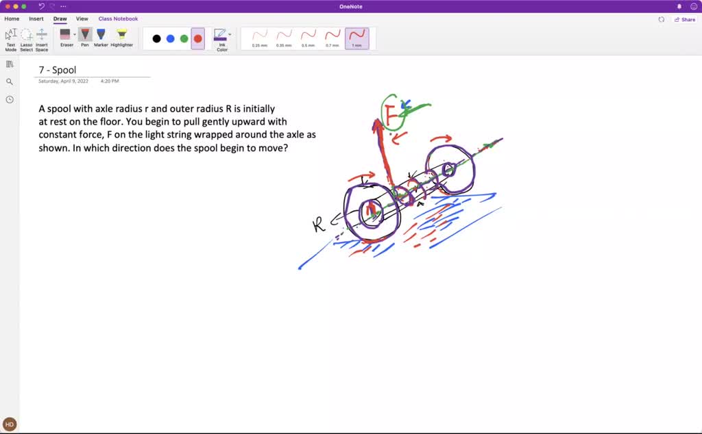 Solved A Spool With Axle Radius R And Outer Radius R Is Initially At Rest On The Floor You