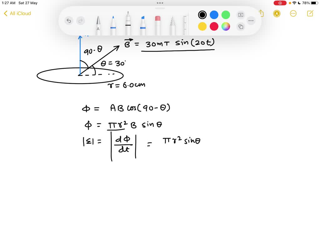SOLVED: A circular loop of wire (radius = 6.0 cm, resistance = 40 mÎ ...