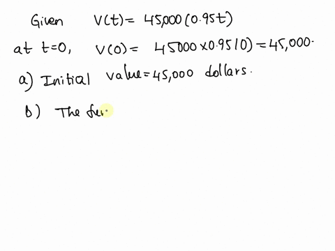 Example 3. The value of a car y (in thousands of dollars)...