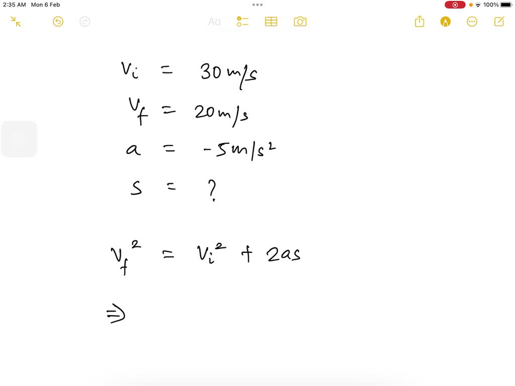Solved A Body Moving Along A Straight Line At 30 M S Undergoes An