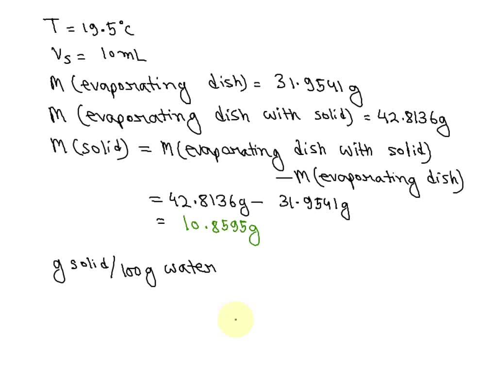 SOLVED: Solubility The Effect of Temperature C. Determination of the ...