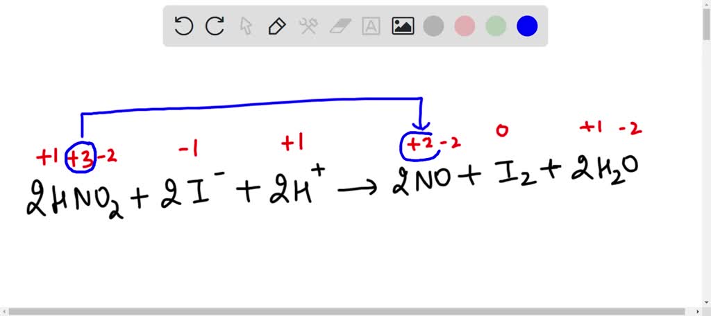 SOLVED: Consider the following reaction: 2HNO2 + 2I- + 2H+ -> 2NO + I2 ...