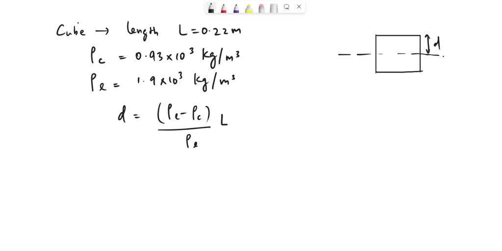 A Cube With Edge Length L 0 22 M And Density Ï C 0 93×10 3 Kg M 3
