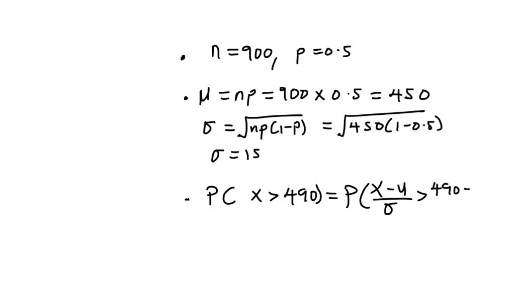 SOLVED: Given a random sample of size of n = 900 from binomial probability distribution with P ...