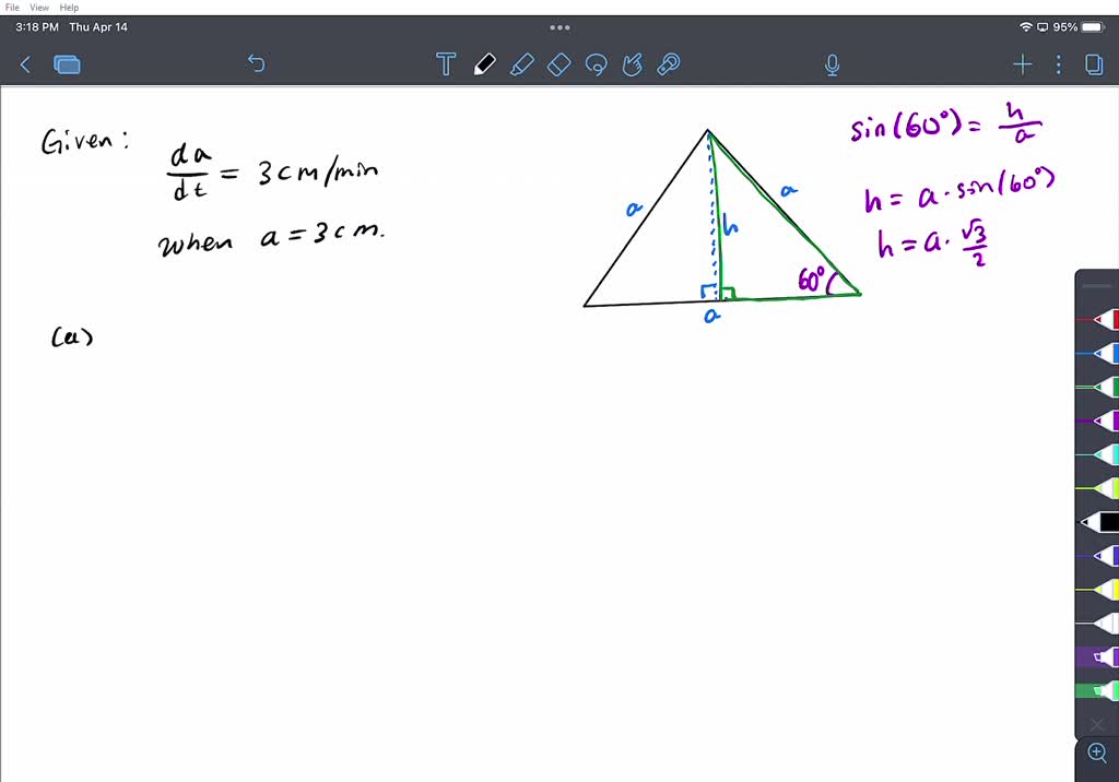 SOLVED: The sides of an equilateral triangle are increasing at the rate ...