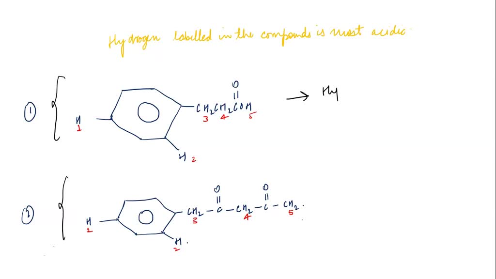 SOLVED: Circle the most acidic hydrogens in the following Compounds: COH