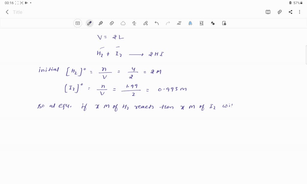 SOLVED: The reaction between gaseous hydrogen and gasesous iodine ...