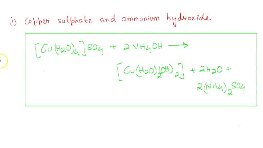 Solved Reaction 124 Copper Sulfate Cuso And Ammonium Hydroxide C