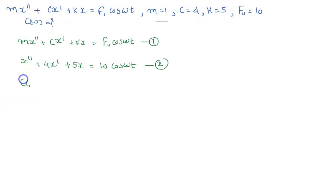 SOLVED: For the given parameters for a forced mass-spring-dashpot ...
