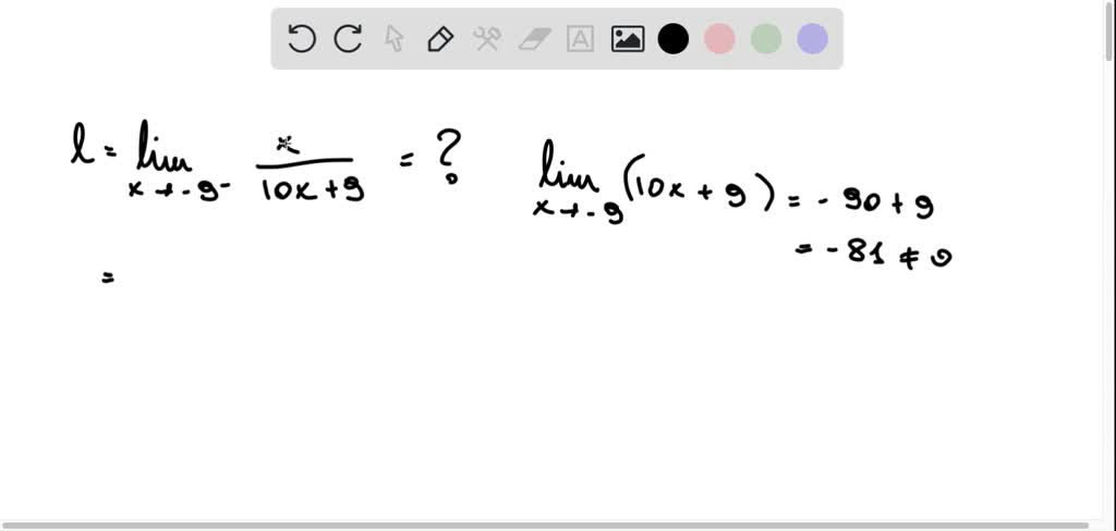 SOLVED: Determine the infinite limit. lim xâ†’âˆ’9âˆ’ (x + 10)/(x + 9 ...