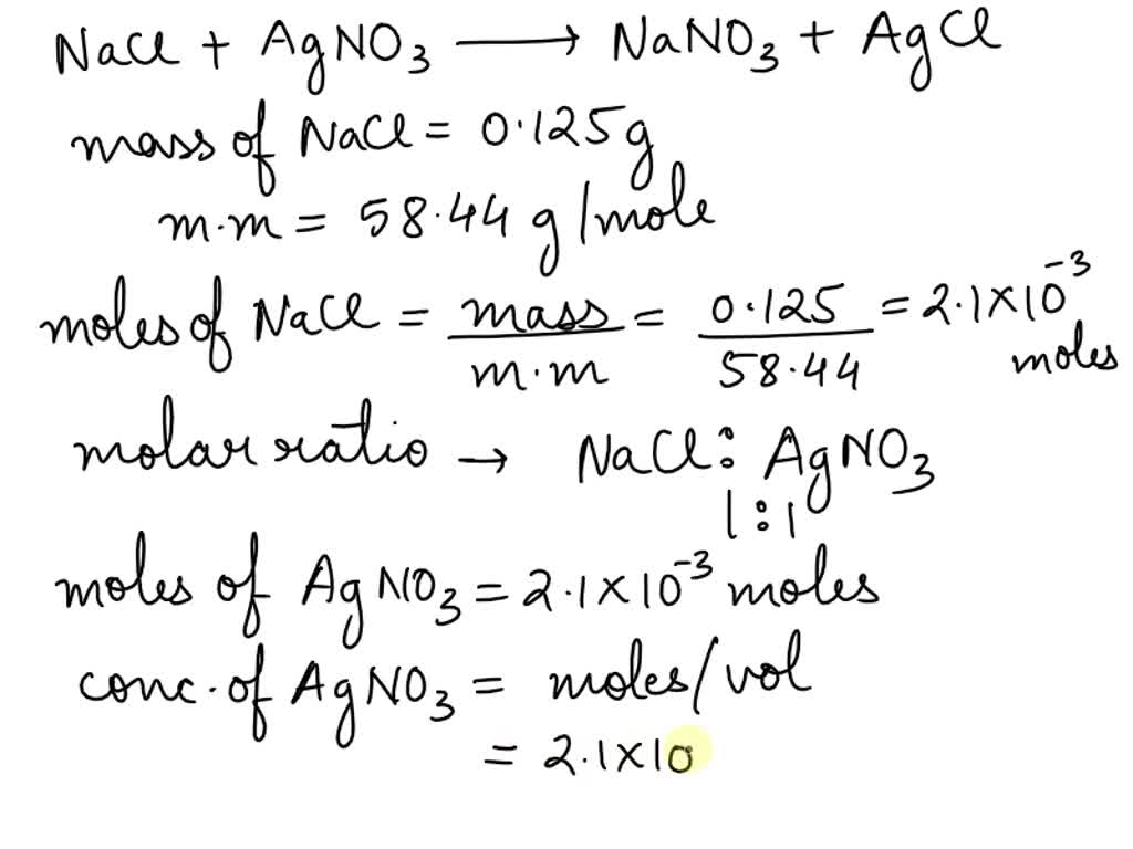 SOLVED: 20 pts Titration problem: Sodium chloride (NaCl, MW 58.44), a ...