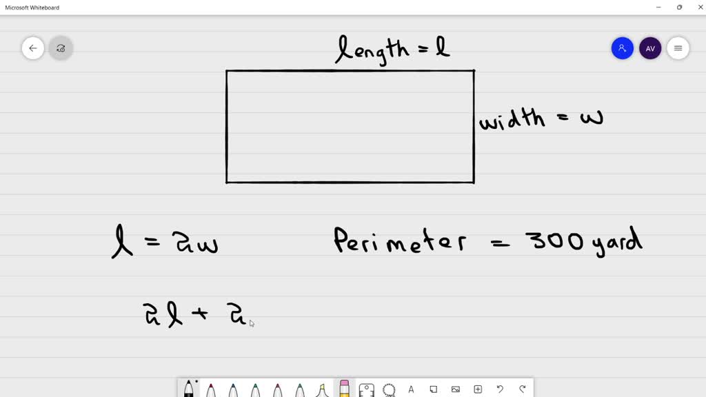 SOLVED: A rectangular soccer field is twice as long as it is wide. If ...