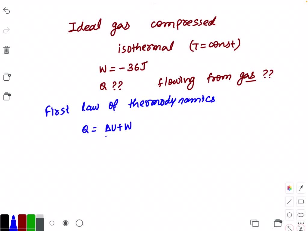 SOLVED: As an ideal gas is compressed isothermally, the compressing ...