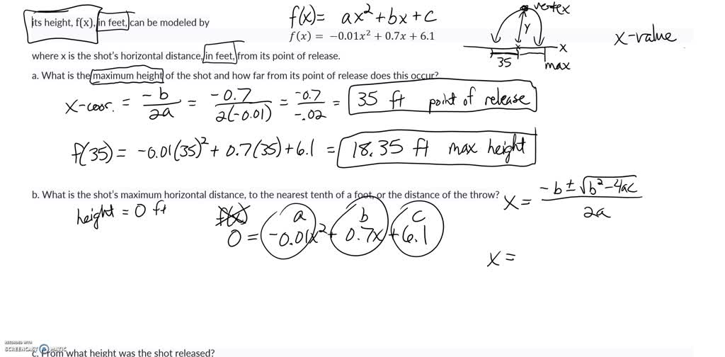 SOLVED: An athlete whose event is the shot put releases the shot with ...