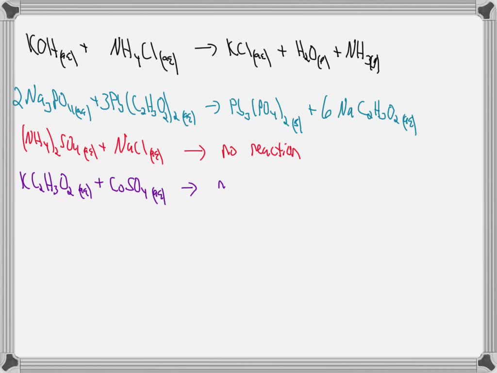 SOLVED: 2. Using three criteria for double displacement reactions logether with the solublity ...