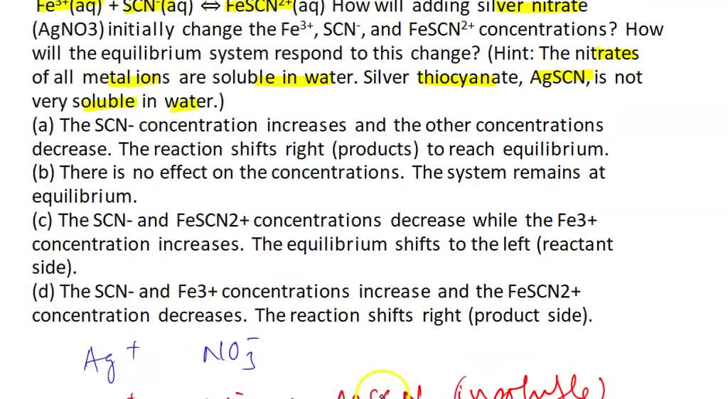 SOLVED: Use Le ChÃ¢telier's Principle to predict how this equilibrium ...