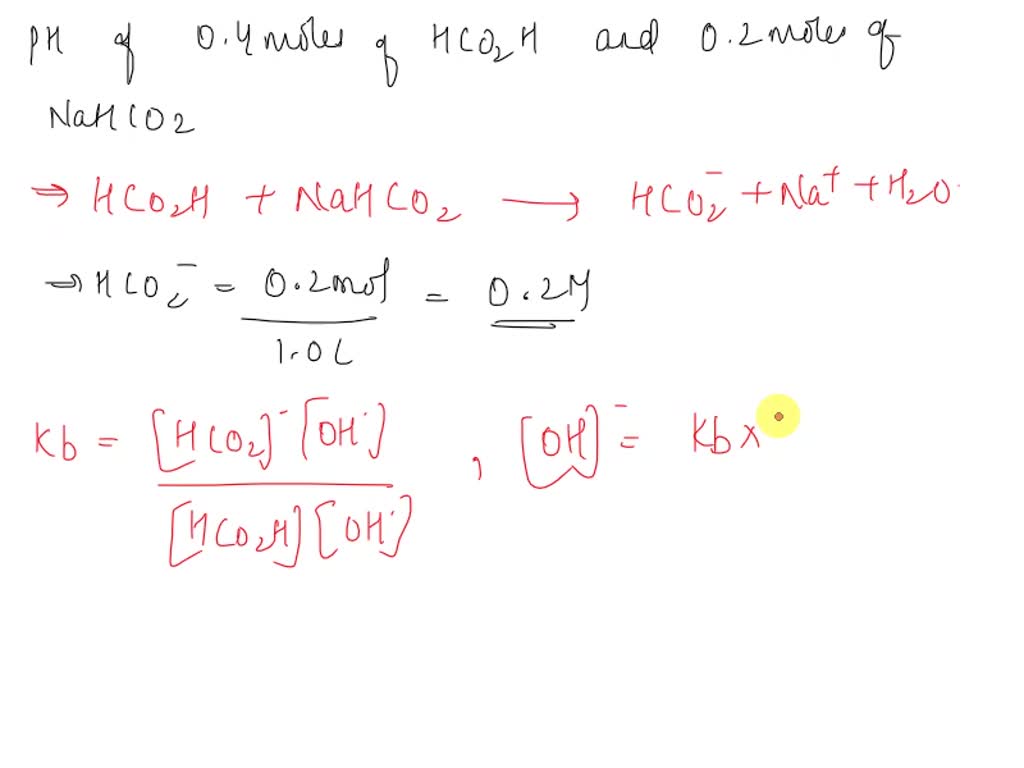 SOLVED: What is the pH of a solution of 0.20 mole of formic acid (HCO2H ...