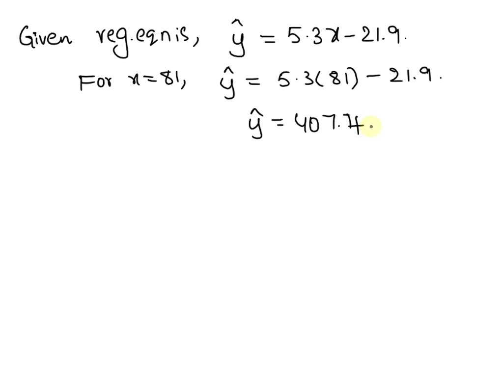 SOLVED: A data set whose original x values ranged from 41 through 78 was used to generate a ...