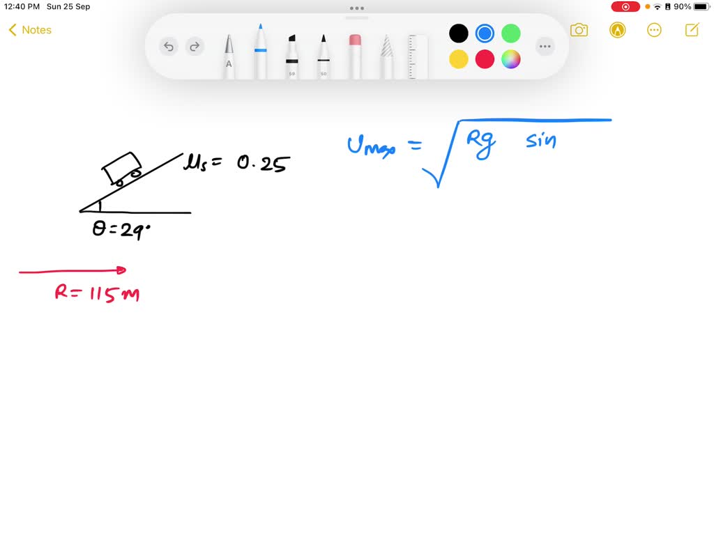 SOLVED: A car rounds a curve that is banked inward. The radius of ...