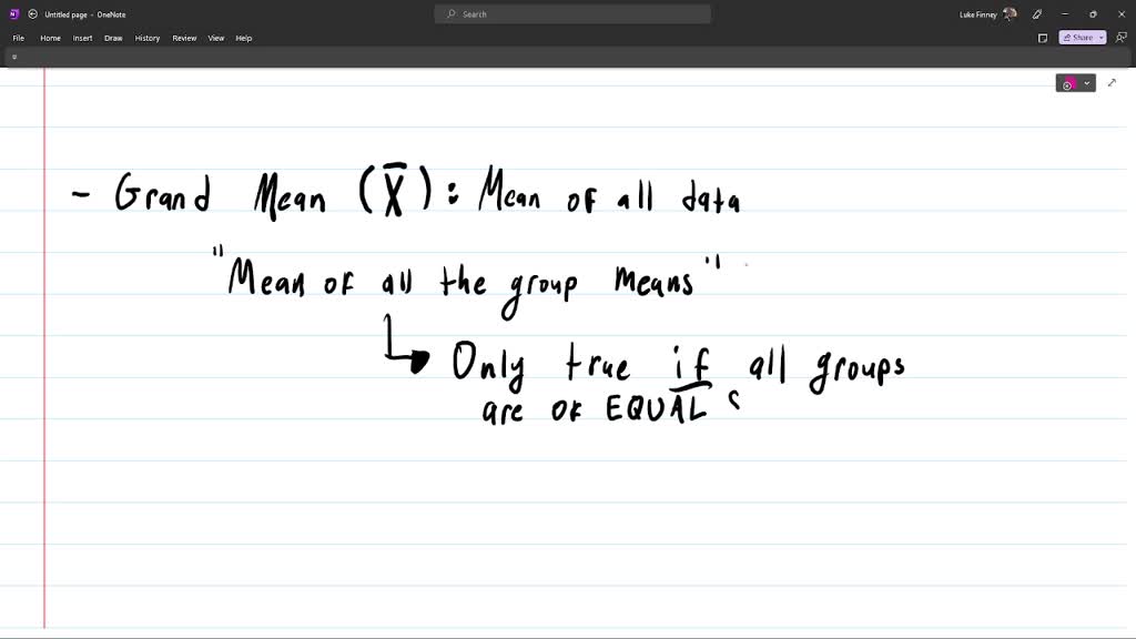 SOLVED: The grand mean is the: Largest mean Mean of all the group means ...