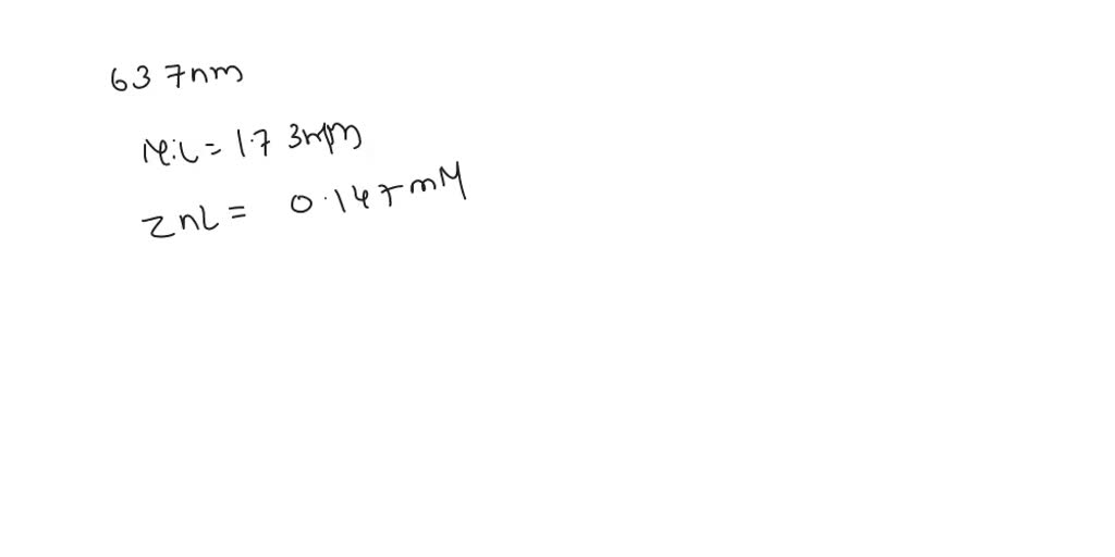 SOLVED: The molar absorptivities of the complexes NiL and ZnL at their ...