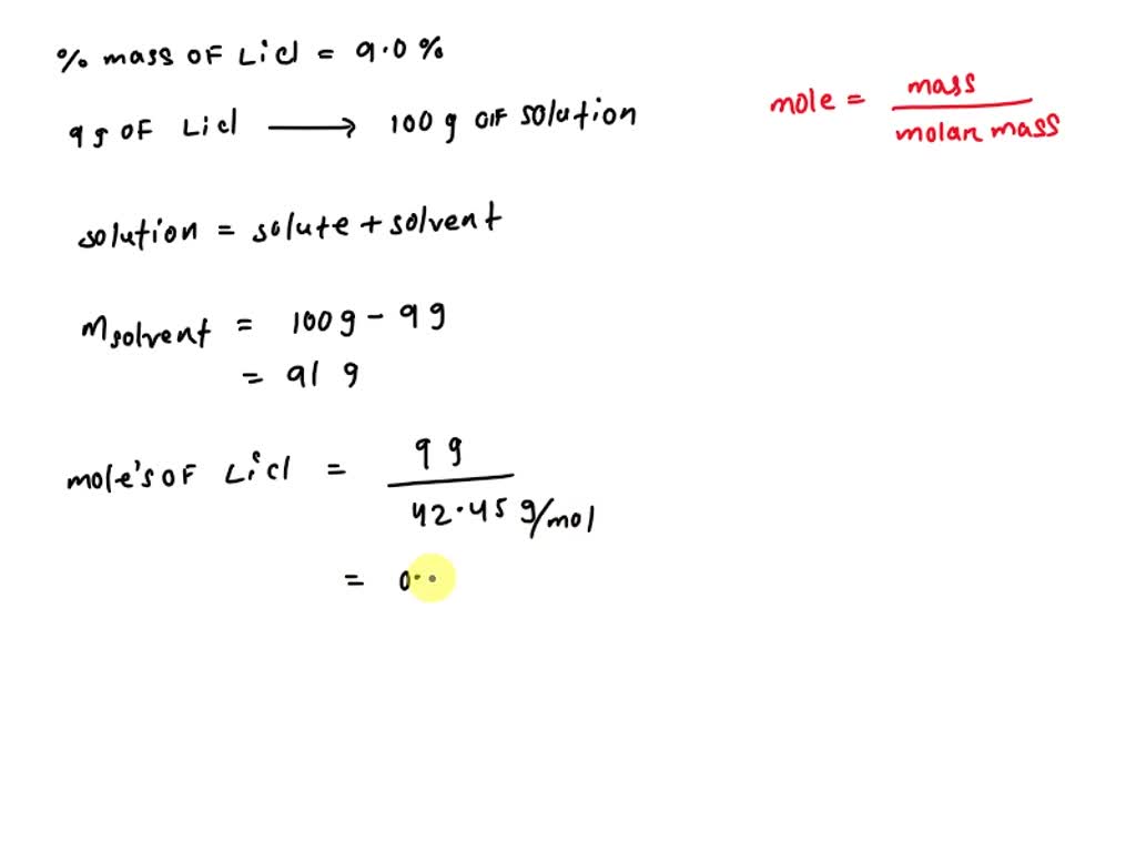 Solved 10 Gram Bacl2 Is Dissolved In 90 Gram Of Water The Density Of