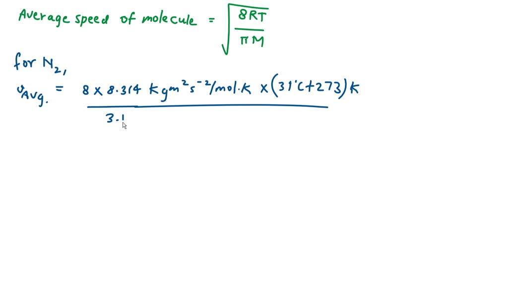Calculate the average speed of a nitrogen molecule in m/s on a hot day ...
