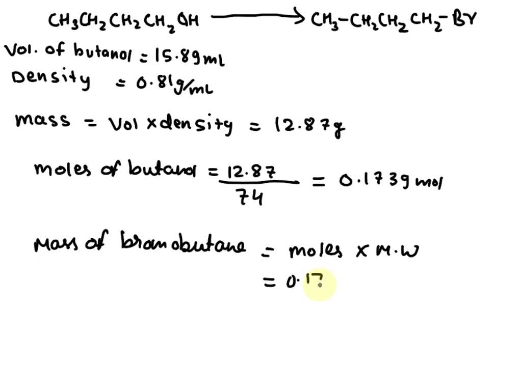 SOLVED: 1-butanol yields 1-bromobutane in the presence of concentrated ...