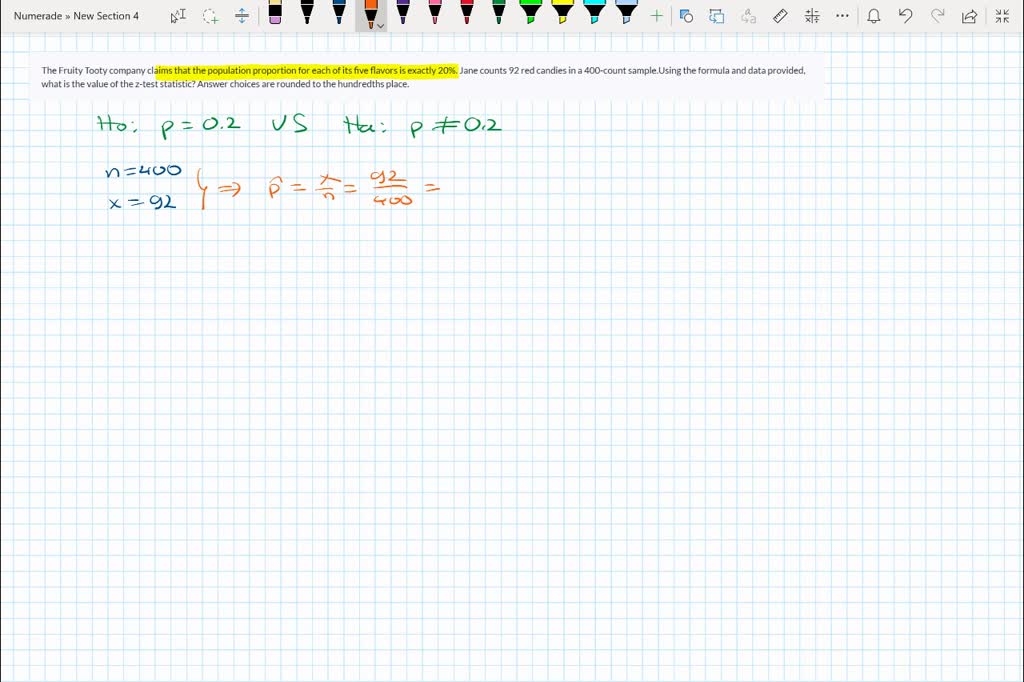 The Fruity Tooty company claims that the population proportion for each ...