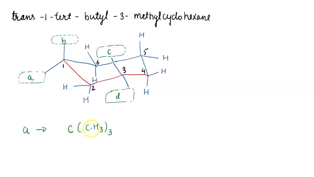 SOLVED: Complete the most stable chair conformation of trans-1-tert-butyl-3-methylcyclohexane by ...
