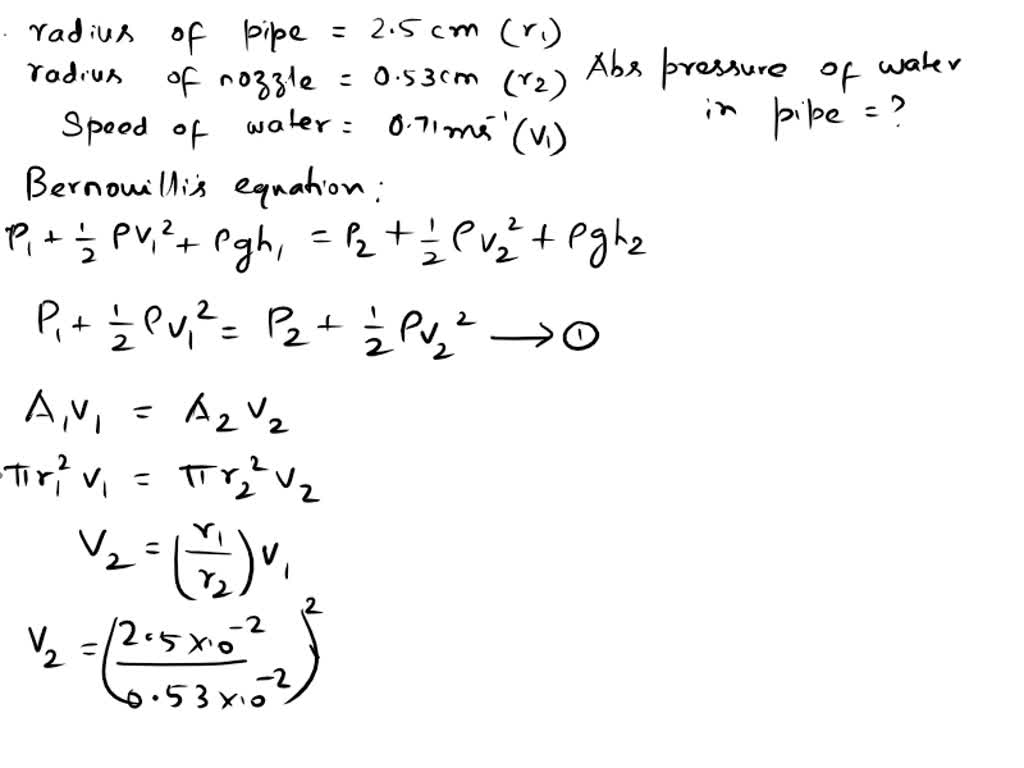 SOLVED: An ideal liquid with a density p=1000 kg/m3 flows through a ...