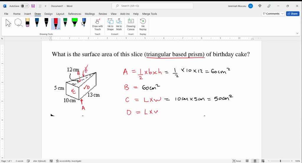 SOLVED: 'What is the surface area of this slice (triangular based prism ...