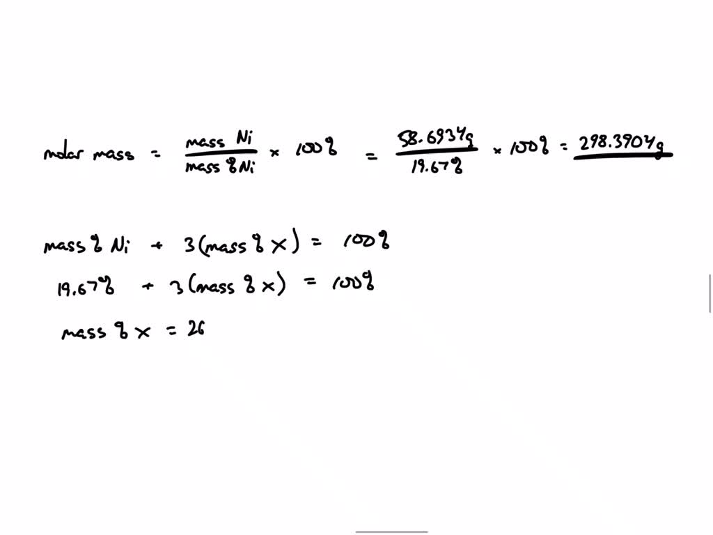 SOLVED: 33. A compound NiX3 is 19.67% (by mass) nickel. What is the ...
