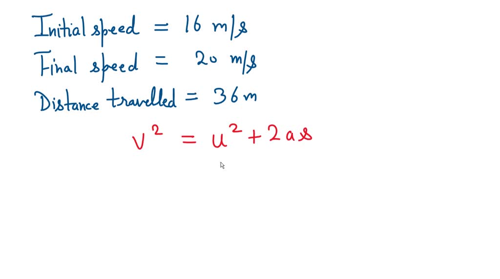 A car initially traveling at a speed of 16 meters per second ...