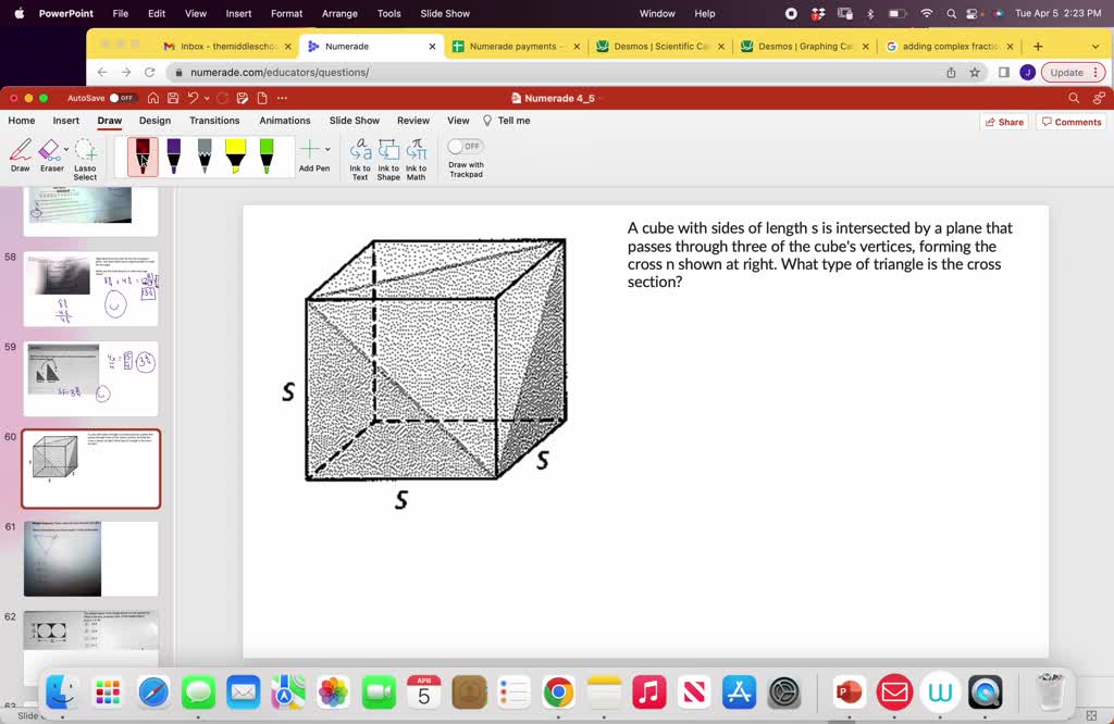 13 A Cube With Sides Of Length S Is Intersected By A Plane That Passes Through Three Of The