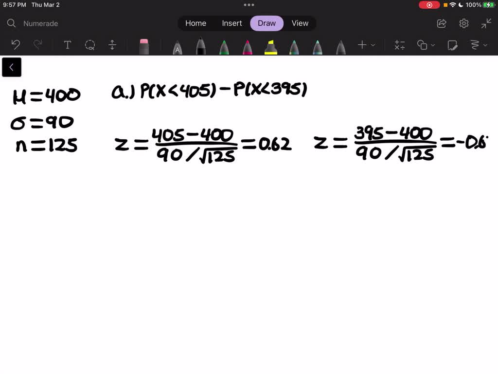 SOLVED: A population has a mean of 400 and a standard deviation of 90 ...