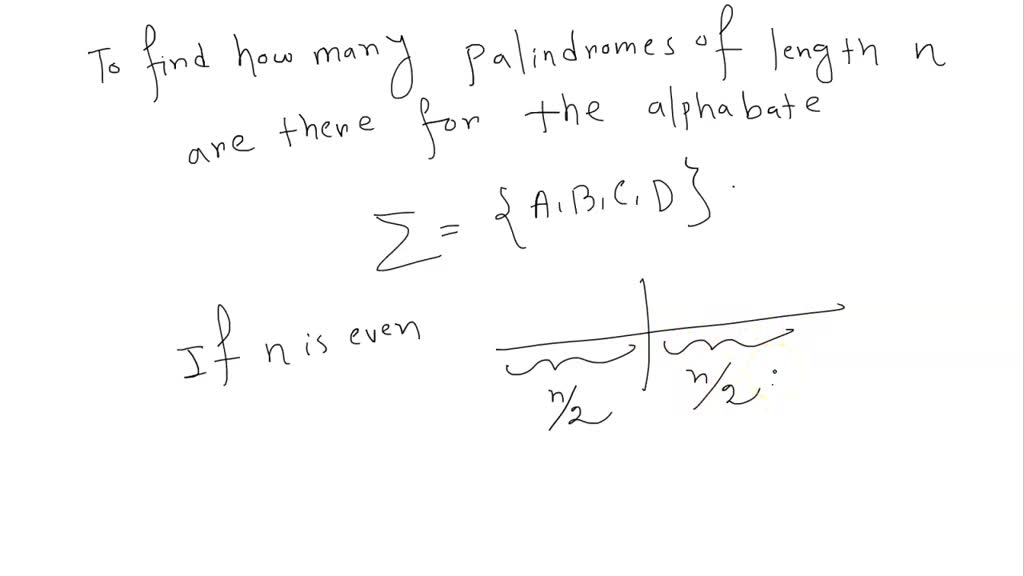 SOLVED: Prove that there are as many palindromes of length 2n, defined ...