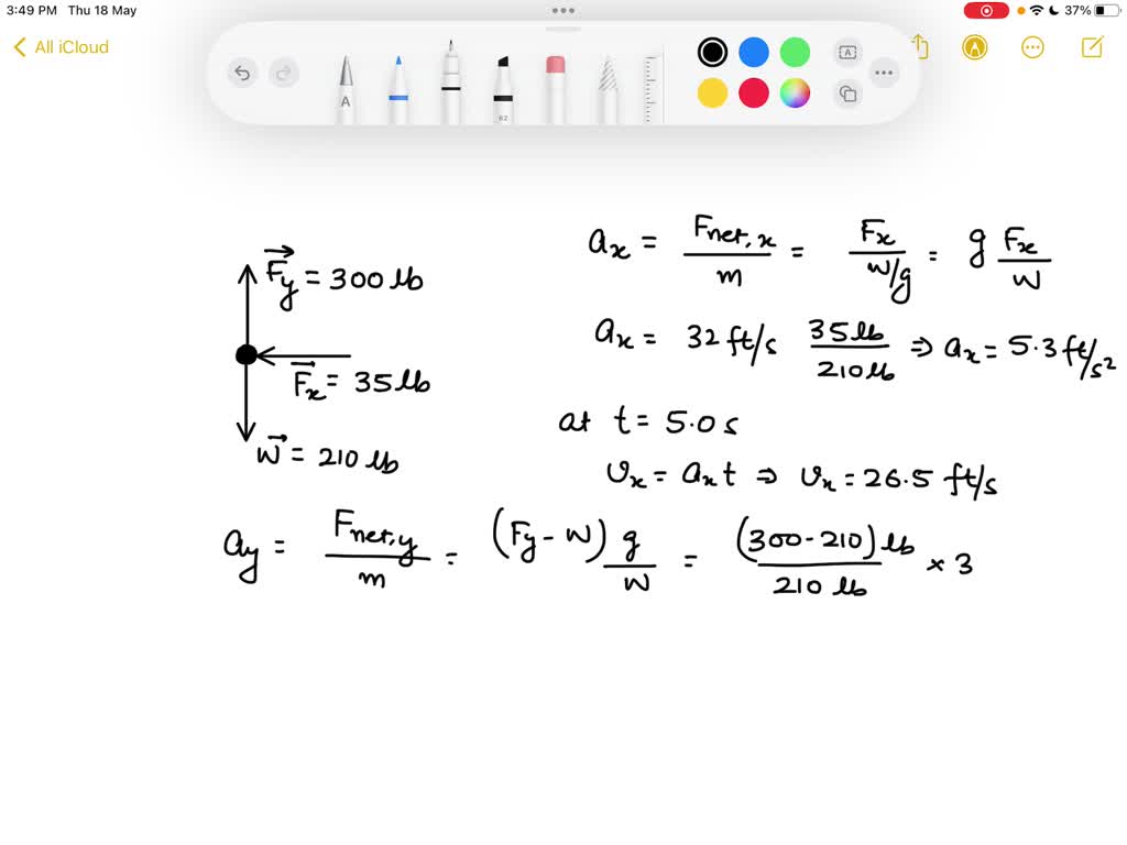 The jet belt and man have a total weight of 210 lb. If the engines ...