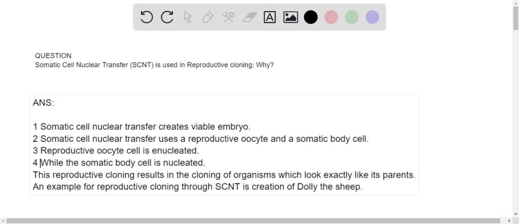 SOLVED: 'Somatic Cell Nuclear Transfer (SCNT) is used in Reproductive ...