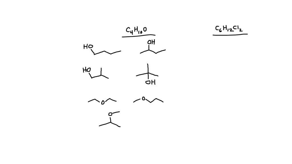 SOLVED: draw the constitutional isomers with the follo3ing molecular ...