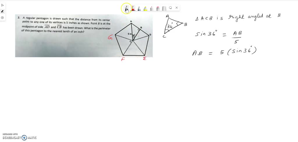 SOLVED: A regular pentagon is drawn such that the distance from its ...
