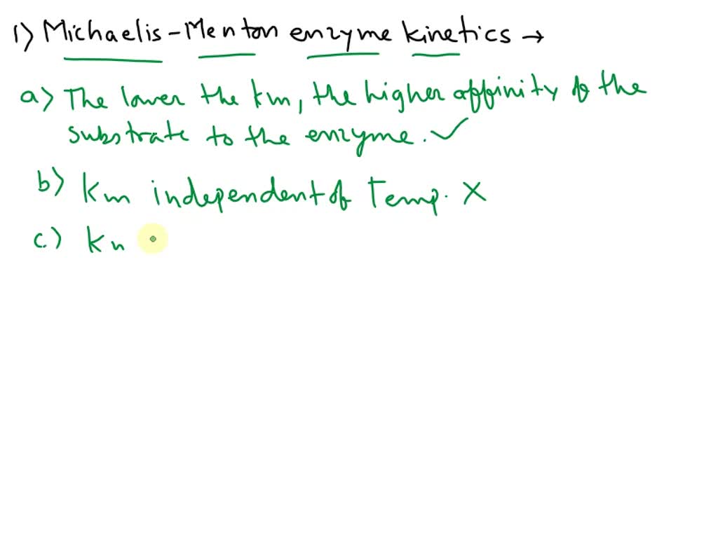 SOLVED: Which of the following is true for Michaelis-Menten enzyme ...