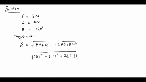 two forces of 5n and 10n are acting at an inclination of 120 between ...