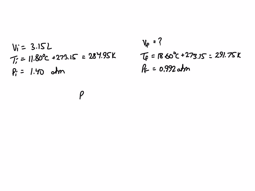 SOLVED: A sample of an ideal gas has a volume of 3.35 L at 15.00 °C and 1.30 atm. What is the ...