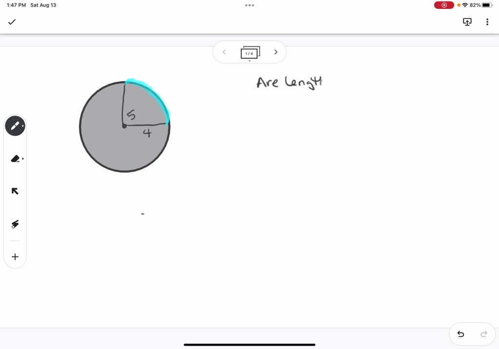 SOLVED: In a circle of radius 4 miles, the length of the arc that ...