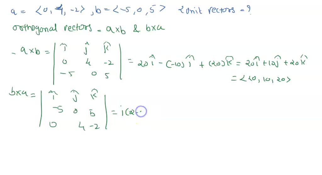 SOLVED: (1 point) Find two unit vectors orthogonal to a (0,4,-2) and b ...
