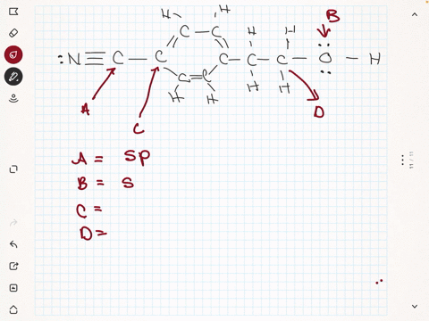 In the structure above, the hybridization of the atom...