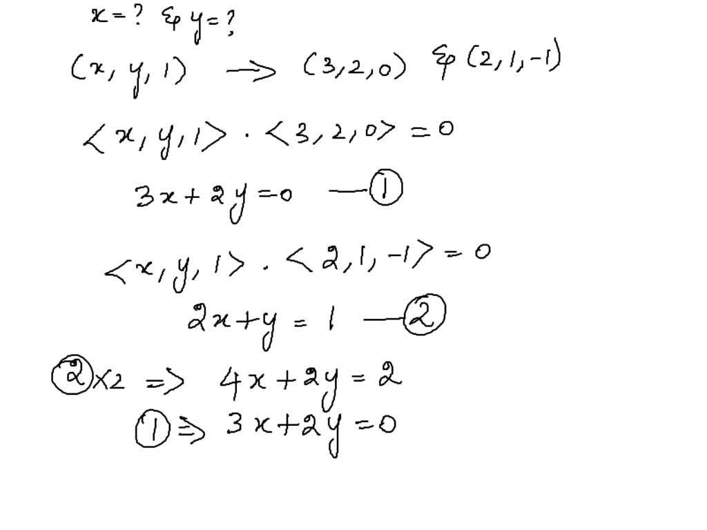 SOLVED: (a) Calculate the x and y values for the vector (x, y, 1) that ...