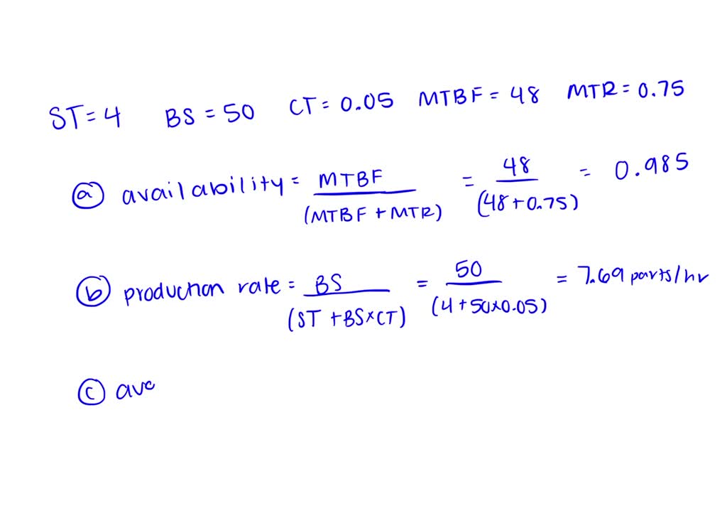 SOLVED: In a batch machining operation on a conventional machine, setup time is 2.5 hours and ...
